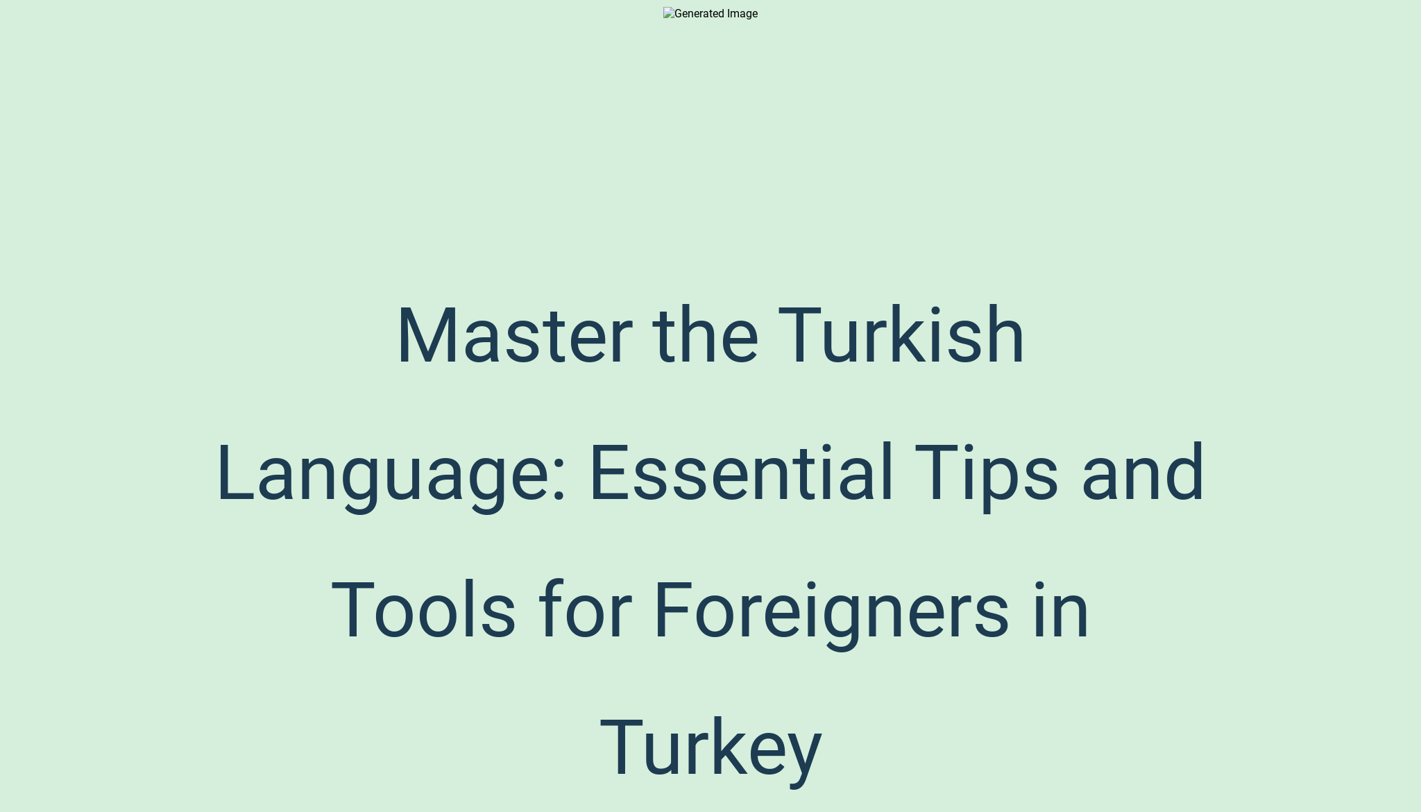 Master the Turkish Language: Essential Tips and Tools for Foreigners in Turkey